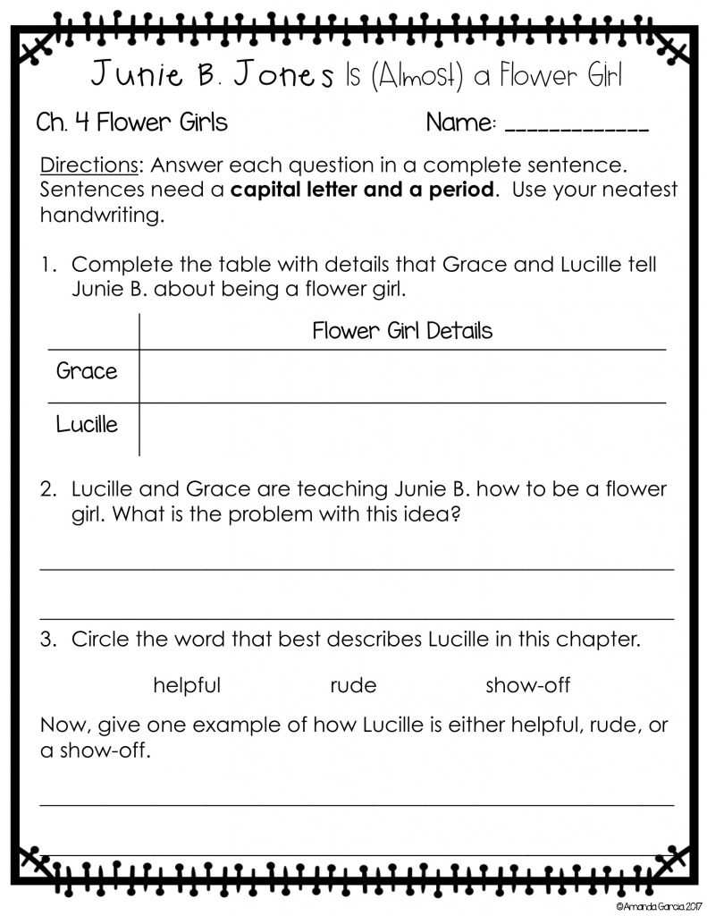 Junie B. Jones Is (Almost) a Flower Girl Novel Study – Amanda Garcia ...