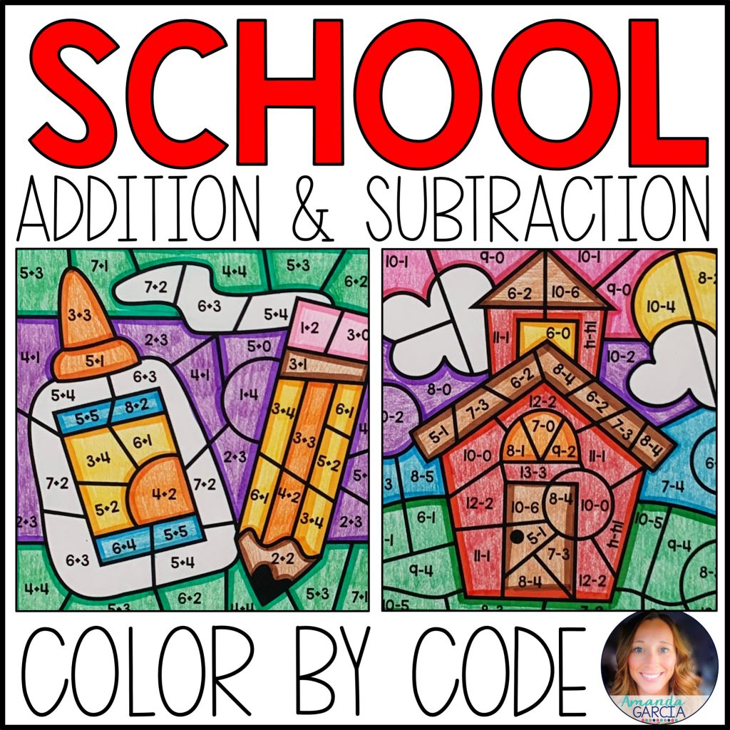 Color By Number: Back to School Addition & Subtraction – Amanda Garcia ...