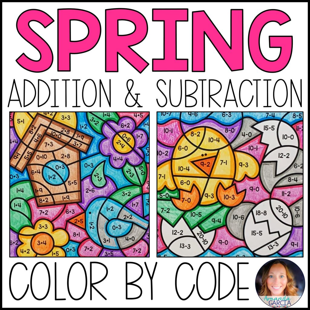 Color By Number: Spring Addition and Subtraction Practice – Amanda ...